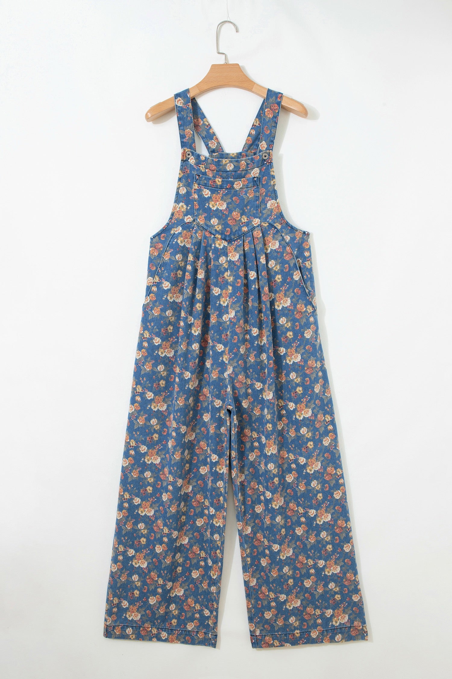 Vintage Rose Printed Pleated Loose Denim Overall (ships 4/5) – Gingham ...